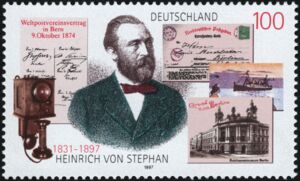 Stamp: Heinrich von Stephan (1831-1897), Telephone and Postcards ...