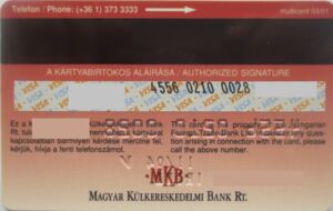 Bank Card: MKB Bank (MKB Bank, HungaryCol:HU-VI-0022