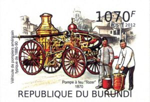 Stamp: Pompe a feu "Tozer" 1870 (Burundi) (Fire Engines (I)) Mi:BI ...