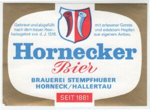 Drink Label: Hornecker Bier (Brauerei Stempfhuber, Horneck, Germany ...