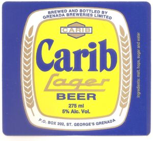 Drink Label: Carib Lager Beer (Grenada Breweries Limited, GrenadaCol:GD ...