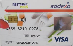 Bank Card: Sodexo. Restaurant Pass (Payment Center, RussiaCol:RU-VI-1793.04