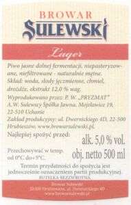 Drink Label: Lager (Browar Sulewski, PolandCol:PL-BEER-010718