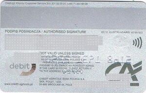 Bank Card: Platinum Debit (Credit Agricole Bank Polska, PolandCol:PL-MC ...