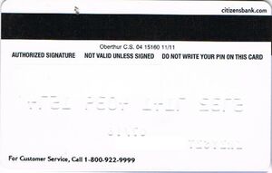 Bank Card: Citizens Bank (Citizens Bank, United States of AmericaCol:US ...