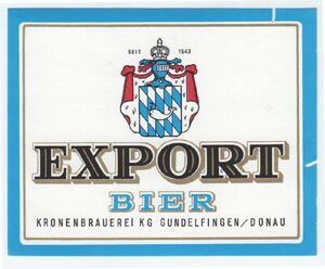 Drink Label: Kronen Export Bier (Kronenbrauerei Gundelfingen, Germany ...