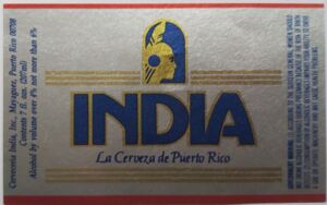 Etiqueta de bebida: India La Cerveza de Puerto Rico (India Brewery ...