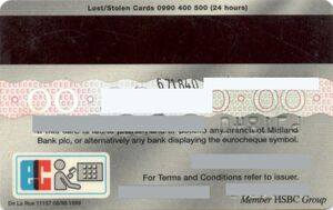 Bank Card: Midland ec 00 (Midland Bank, United Kingdom of Great Britain ...