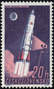 Stamp: Rocket Launching (Czechoslovakia(Space Research) Mi:CS 1252,Sn ...