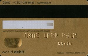 Bank Card: Kaspi GOLD world debit (Kaspi Bank, KazakhstanCol:KZ-MC-0012.03