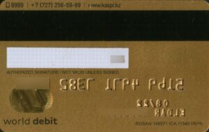Bank Card: Kaspi GOLD world debit (Kaspi Bank, KazakhstanCol:KZ-MC-0012.04