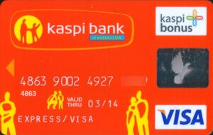 Bank Card: Kaspi Bonus Visa (Kaspi Bank, KazakhstanCol:KZ-VI-0005.01
