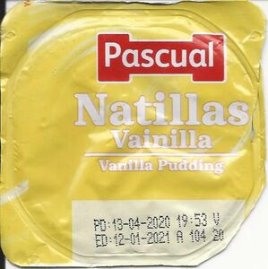 Food Label: Vanilla pudding (Grupo Leche Pascual, SpainCol:ES-PU-00010