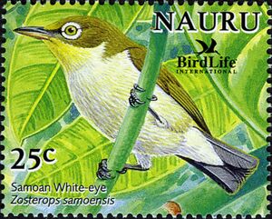 Stamp: Samoan White-eye (Zosterops samoensis) (Nauru(BirdLife ...