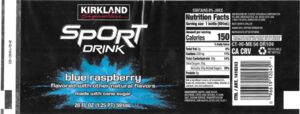 Drink Label: Kirkland Sport Blue Raspberry (Costco Wholesale Corp ...