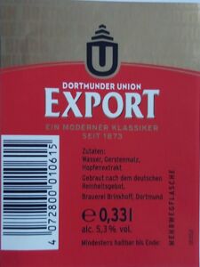 Drink Label: Dortmunder Union Export (Dortmunder Union-Brauerei AG ...