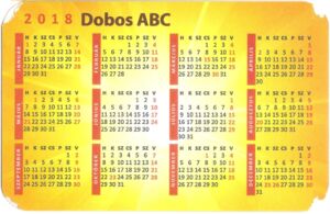 Pocket Calendar: Dobos ABC (Hungary(Advertising) Col:HU-2018-Adv-026