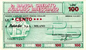 Banknote: 100 Lire (Italy(1975-1978 Emergency Issues - Miniassegni) Fra ...