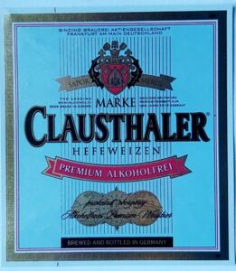 Drink Label: Clausthaler Hefeweizen Premium Alkoholfrei (Binding-Brauerei AG, Germany, Federal ...