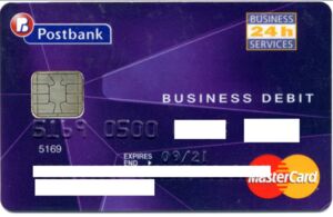 Bank Card: Postbank MasterCard Business Debit 24h - 02/16/000 (Postbank ...