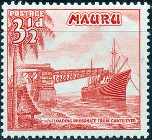 Stamp: Loading Phosphate from Cantilever (Nauru(Native Scenes and Wildlife) Sg:NR 50a 📮