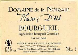 Drink Label: Bourgueil AOC - Plaisir D'été rosé (Domaine de la Noiraie ...