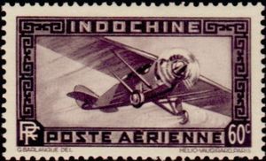 Stamp: Single-engine Airplane (French Indochina(Airmail (With RF ...
