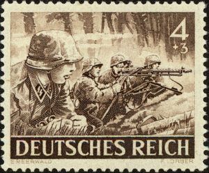 Stamp: MG-gunners of the armed SS (German Realm(Armed forces day ...