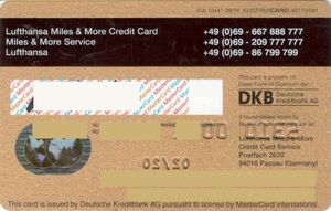 Bankkarte: Lufthansa - Miles & More MC Gold 09-14 (Deutsche Kreditbank ...