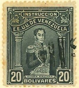 Stamp: Simón Bolívar (Venezuela(Instruccion - Bolivar Series of 1914 ...