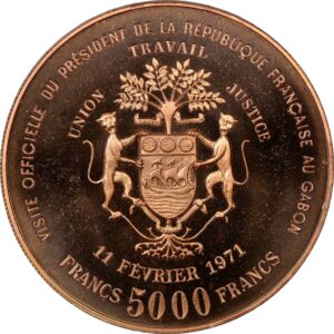 Moneda: 5,000 CFA Francs (Essai) (Gabón) (Essais) WCC:kme5