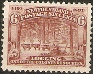 Stamp: Logging (Newfoundland(400th Anniversary of the Discovery of ...