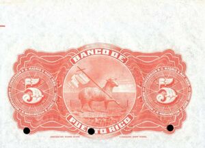 Banknote: 5 Pesos (Puerto Rico(1901-1904 Series E) Wor:P-41s