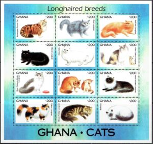 Stamp: Longhaired breeds (Ghana(Cats (1994)) Mi:GH 1994-2005KB,Sn:GH ...