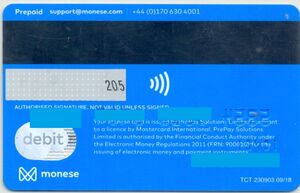 Bank Card: Monese - Debit (Prepay Technologies Ltd., United Kingdom of Great Britain & Northern ...