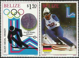 Stamp: Giant Slalom Women, Germany (Belize(Winter Olympic Games 1980 ...