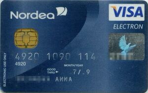 Bank Card: Visa Electron Blue (Nordea, FinlandCol:FI-VE-0002.02