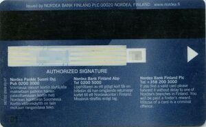 Bank Card: Visa Electron Blue (Nordea, FinlandCol:FI-VE-0002.02