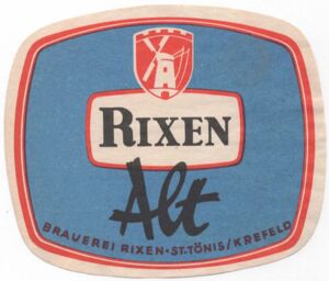 Drink Label: Rixen Alt (Brauerei Rixen, St. Tönis, Germany, Federal ...