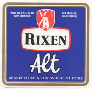 Drink Label: Rixen Alt (Brauerei Rixen, St. Tönis, Germany, Federal ...