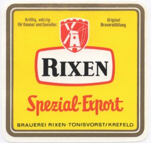 Drink Label: Rixen Spezial-Export (Brauerei Rixen, St. Tönis, Germany ...