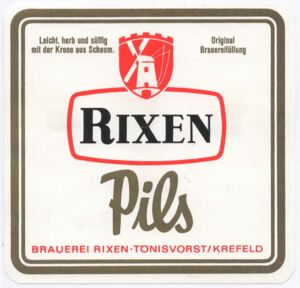 Etiqueta de bebida: Rixen pils (Brauerei Rixen, St. Tönis, AlemaniaCol ...