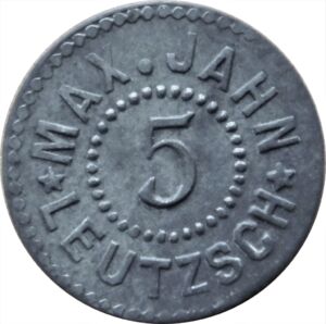 Coin: 5 Pfennig (Max. Jahn) (German Notgeld: L Cities(Leutzsch Notgeld) Col:DE-NL-000311,Men ...