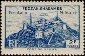Stamp: Fort Sabha (Fezzan(Local Motifs Inscribed FEZZAN-GHADAMES (1946 ...