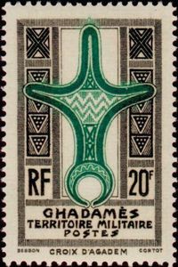 Stamp: Agades cross (Ghadames(Definitives (1949)) Mi:FR-GH 7,Sn:FR-GH ...