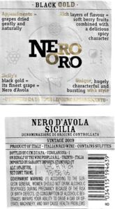 Drink Label: Nero Oro D'Avola Sicilia (Wine Peoples S.R.L., ItalyCol:IT ...