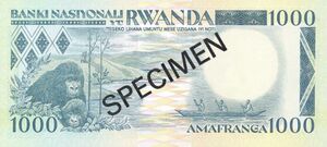 Banknote: 1,000 Francs (Rwanda(1981 Issue) Wor:P-17s