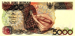 Uang Kertas: 5,000 Rupiah (Indonesia(1992-2001 Issue) Wor:P-130h