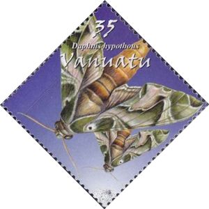 Stamp: Jade Hawk-moth (Daphnis hypothous) (Vanuatu(Moths) Mi:VU 1196,Sn ...
