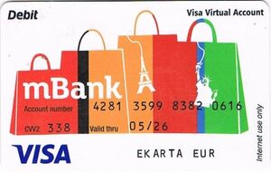 Bank Card: Visa Virtual Account (BRE Bank SA/MultiBank/mBank, Poland ...